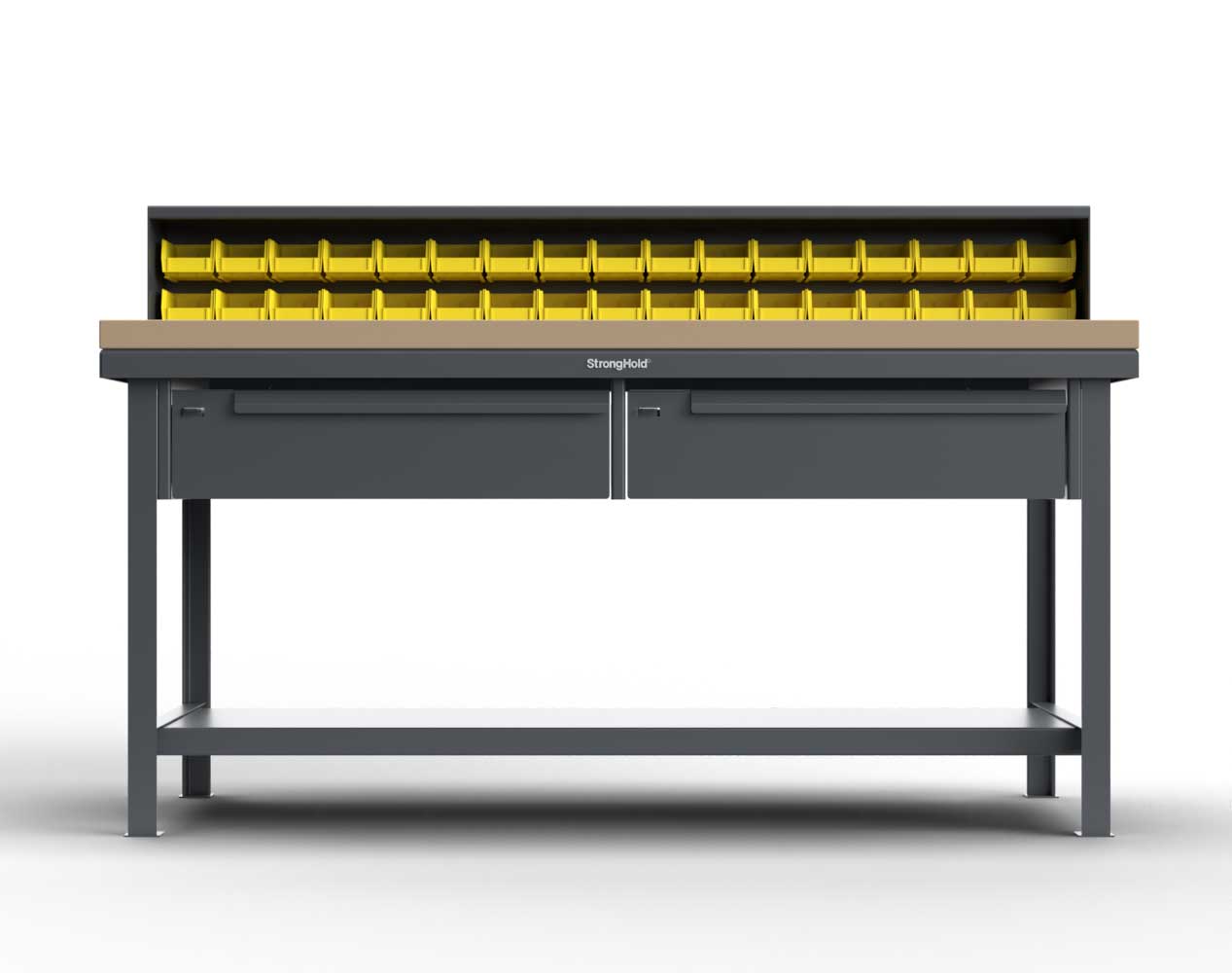 Extreme Duty 7 GA Shop Tables, 1 Shelf, Riser Shelf | Strong Hold