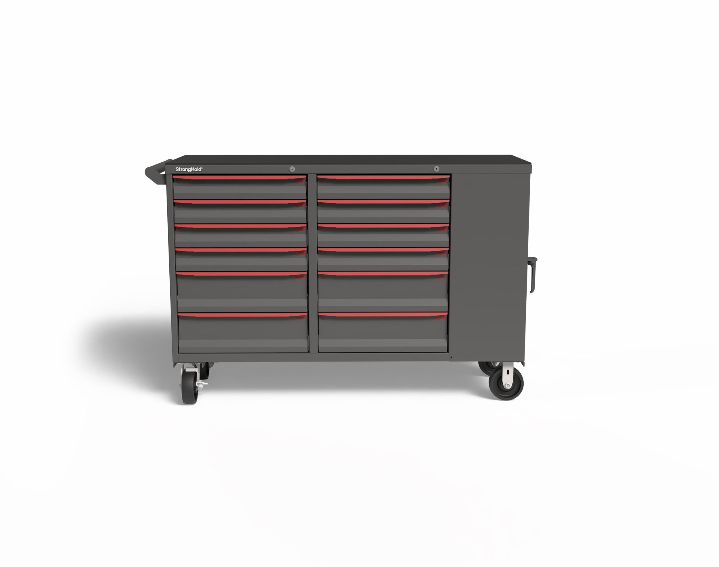 Extreme Duty 14-GA Tool Cart with ABS Top, Side Cabinet, 12 Drawers ...